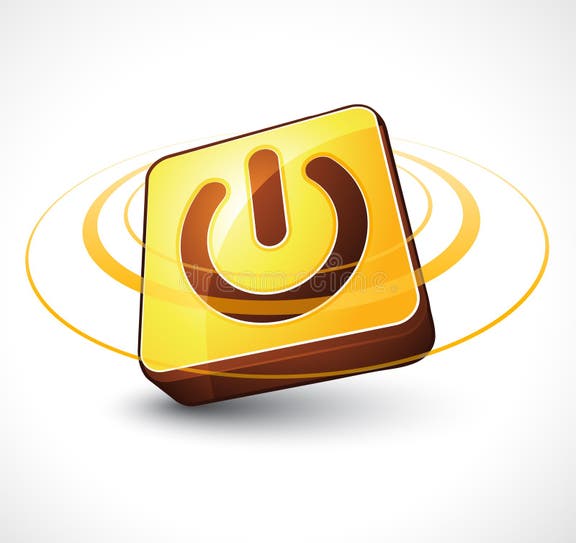Golden power button stock vector. Illustration of icon - 14200759