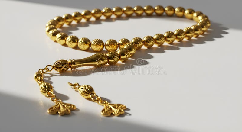 Golden Prayer Beads for Eid Al-Adha Stock Illustration - Illustration ...