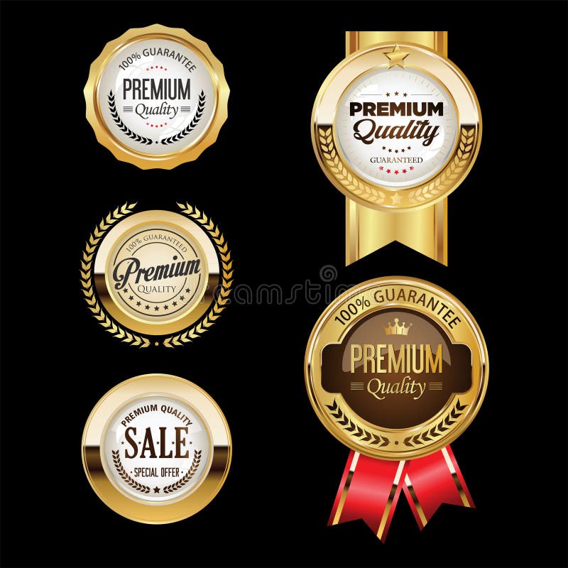 Golden Premium Quality Badges and Labels Collection Stock Vector ...