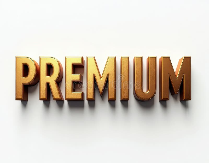 Golden Premium Text on a White Background. Stock Illustration ...