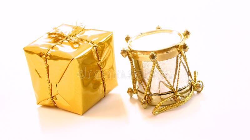 Present and Drum with String Stock Photo - Image of special, gold ...