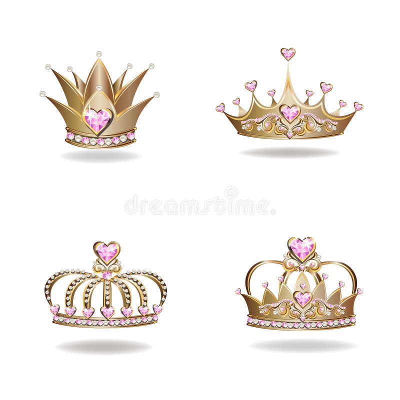 Golden princess crown set stock vector. Illustration of brilliant ...