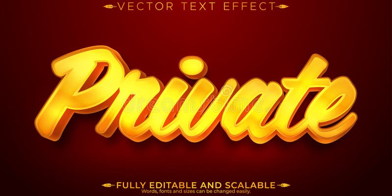 Golden Private Text Effect, Editable Elegant and Shiny Text Style Stock ...