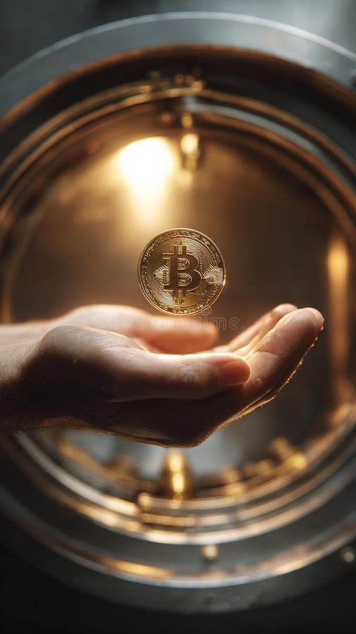 A Golden Promise of Security: Hands Holding Wealth Above an Open Vault ...