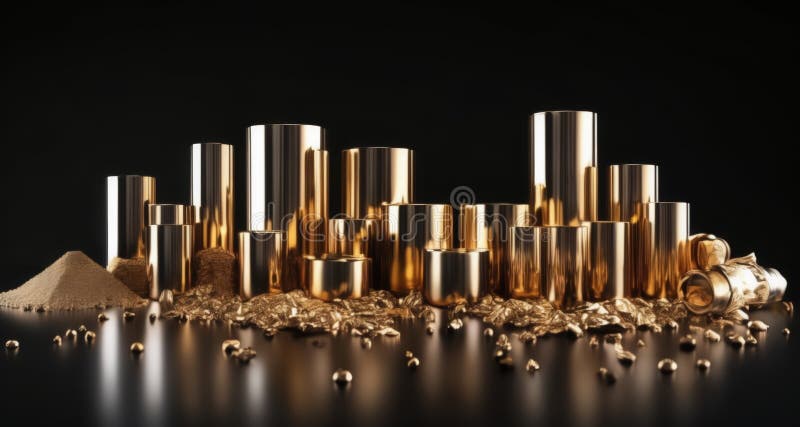 Golden Prosperity and Wealth Symbolized in a Luxurious Display Stock ...