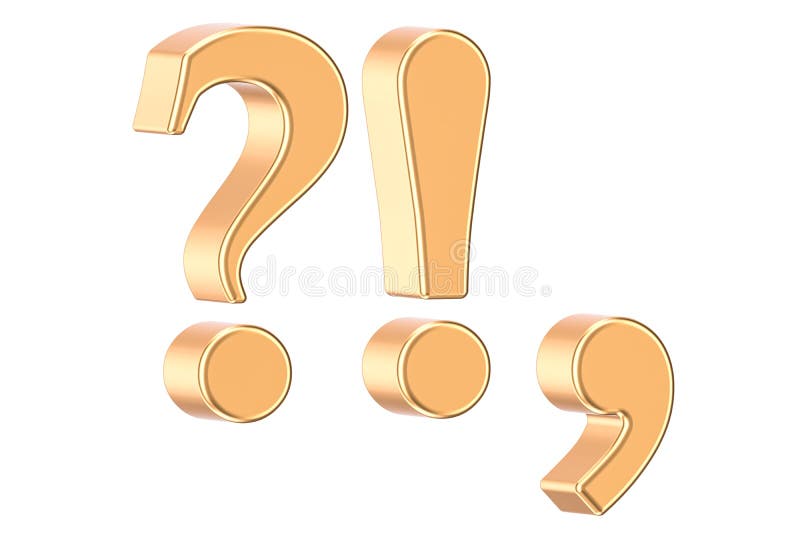 Golden Punctuation Marks, 3D Rendering Stock Illustration ...