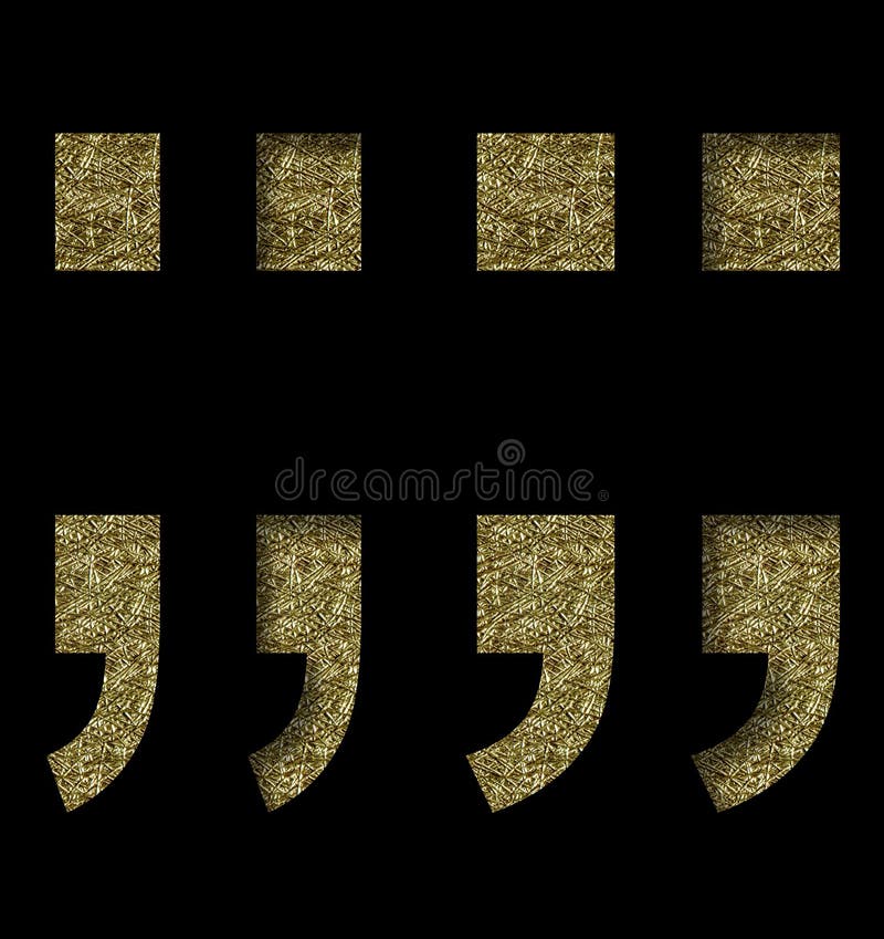 Golden Punctuation Marks Dot and Comma Cut Out of Black Paper on the ...