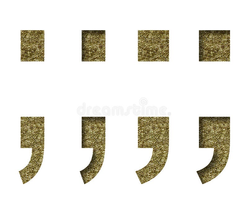 Golden Punctuation Marks Dot and Comma Cut Out of White Paper on the ...