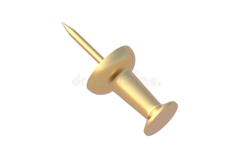 Golden Push Pin Isolated on White Background Stock Illustration ...