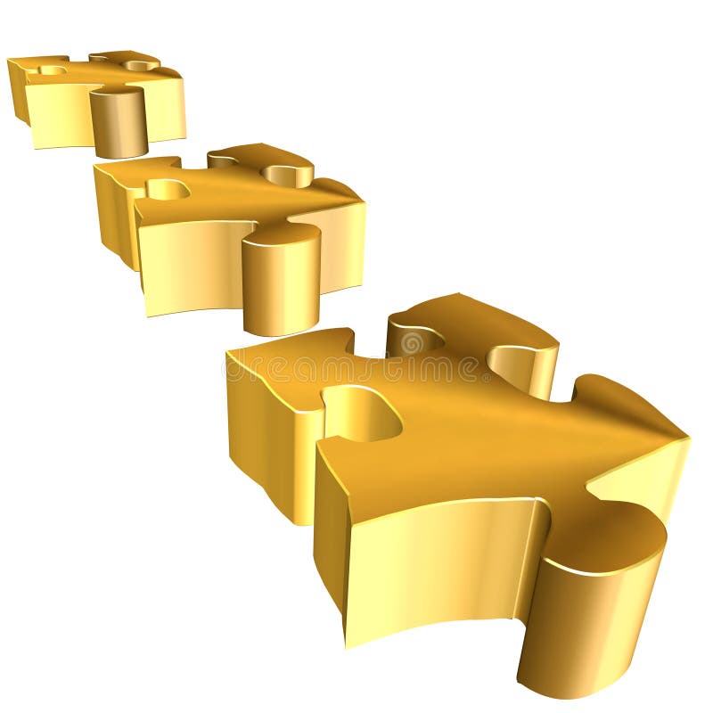 Golden puzzle piece stock illustration. Illustration of match - 10258513