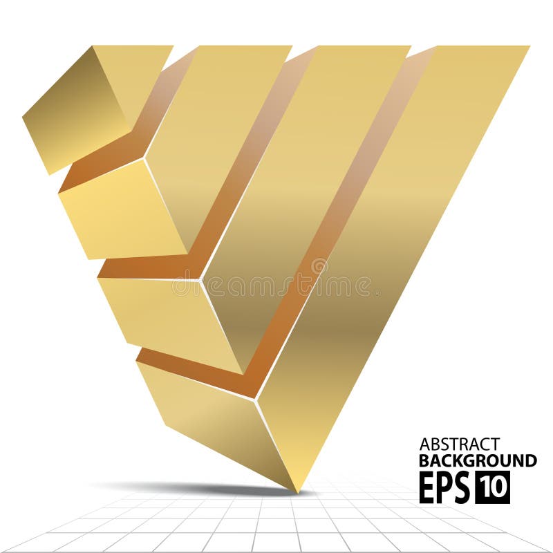 Golden Pyramid 3D Shape, Vector Illustration. Stock Vector ...