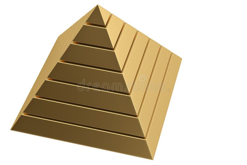 Golden Pyramid Isolated on White Background 3D Illustration Stock ...