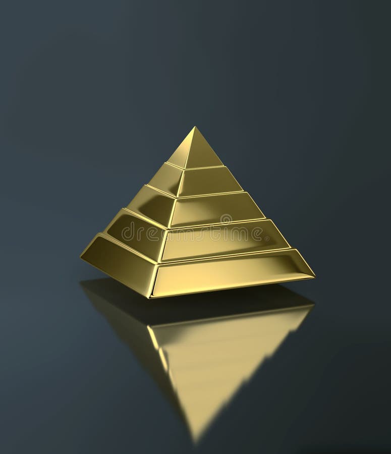 Golden Pyramid with Reflection on Dark Background Stock Illustration ...