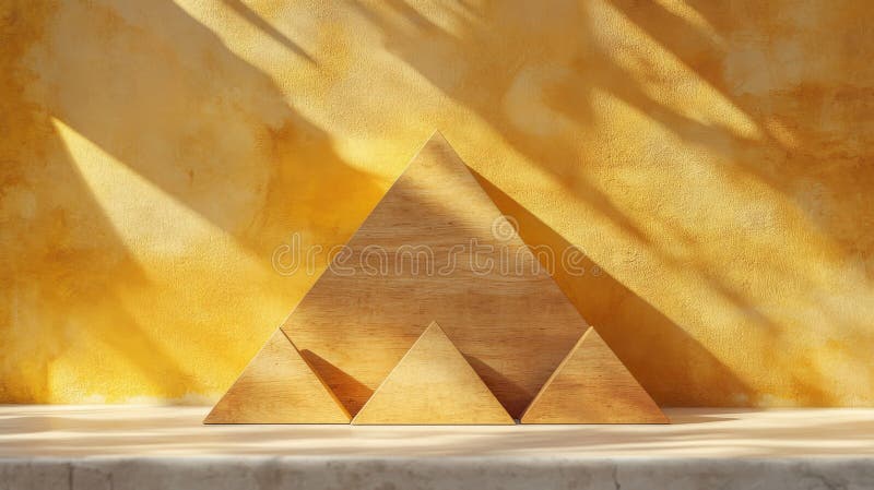 Golden Pyramids on Yellow Textured Wall Stock Illustration ...
