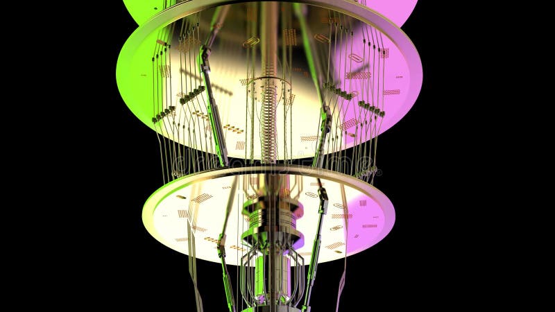 Golden Quantum Computer Machine Close Up with Neon Light Stock Video ...