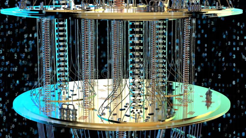 Golden Quantum Computer Machine with Digital Binary Code Stock Video ...