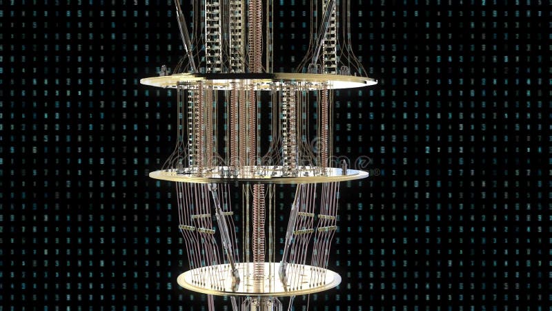Golden Quantum Computer Machine with Digital Binary Code Stock Footage ...
