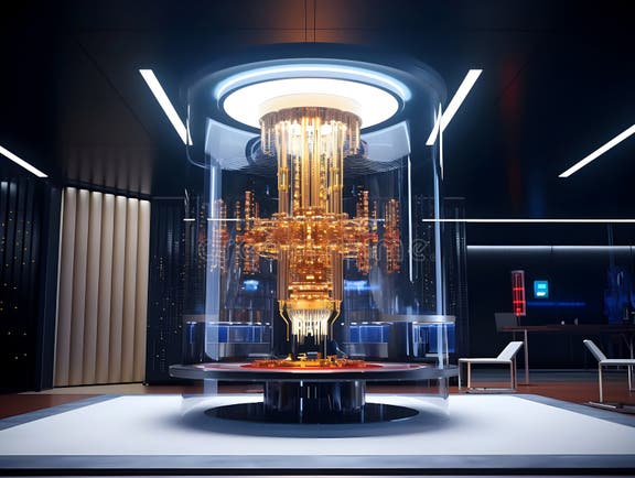 A Golden Quantum Computers in Computer Room Showcasing Advanced ...
