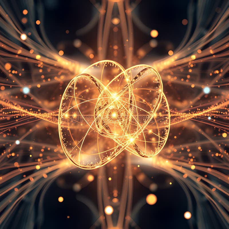 Golden Quantum Energy Core stock image. Image of cyber - 369581933