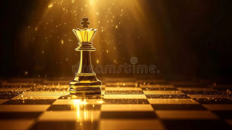 Golden Queen Chess Piece Illuminated by Dramatic Lighting Stock Image ...