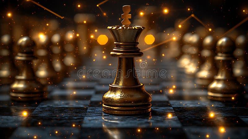 Golden Queen Chess Piece Strategy Game Board Stock Illustration ...
