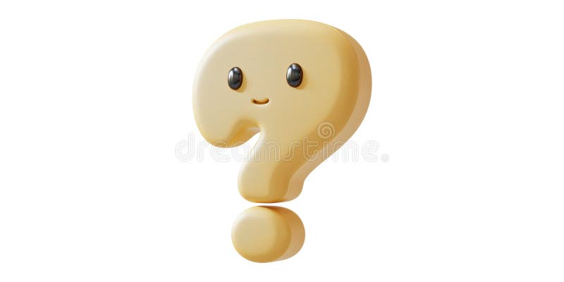 Golden Question Mark Icon with Cute Expression Isolated on Transparent ...