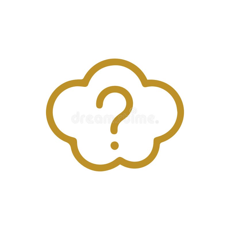 Golden Question Mark Icon Inside a Cloud Shape Representing Uncertainty ...