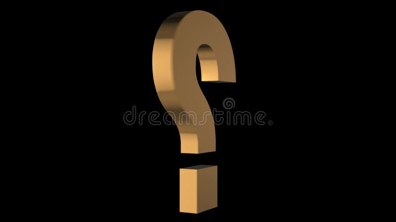 Golden Question Mark Sign Rotating Loop on Black Transparent Background ...