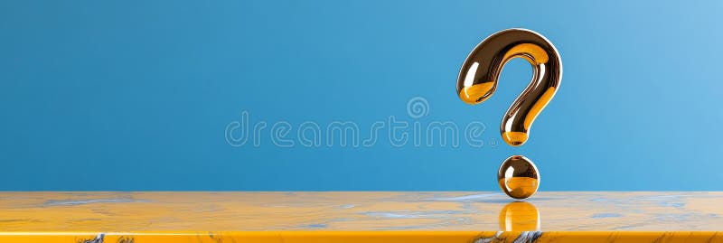 A Golden Question Mark Stands Tall on a Marbled Surface Symbolizing ...