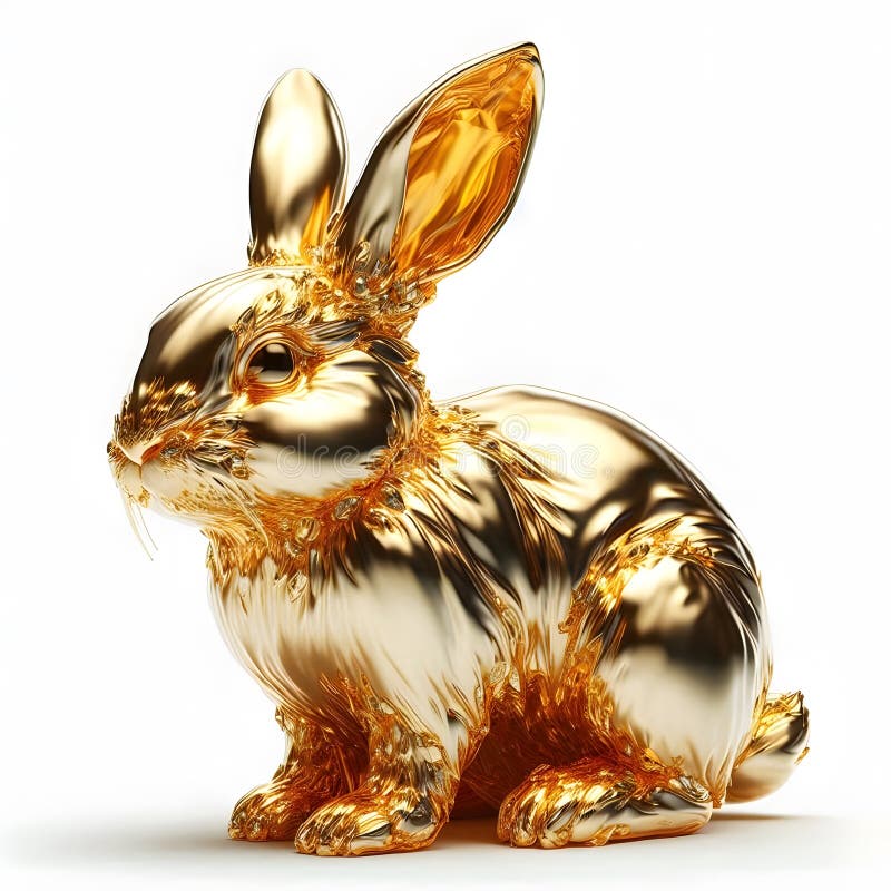 Golden Rabbit Figurine, Rabbit Ai Image, Illustration Rabbit Stock ...