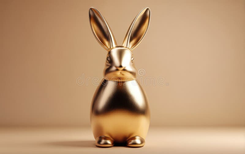 A Golden Rabbit Statue Elegantly Displayed on a Table for Easter ...