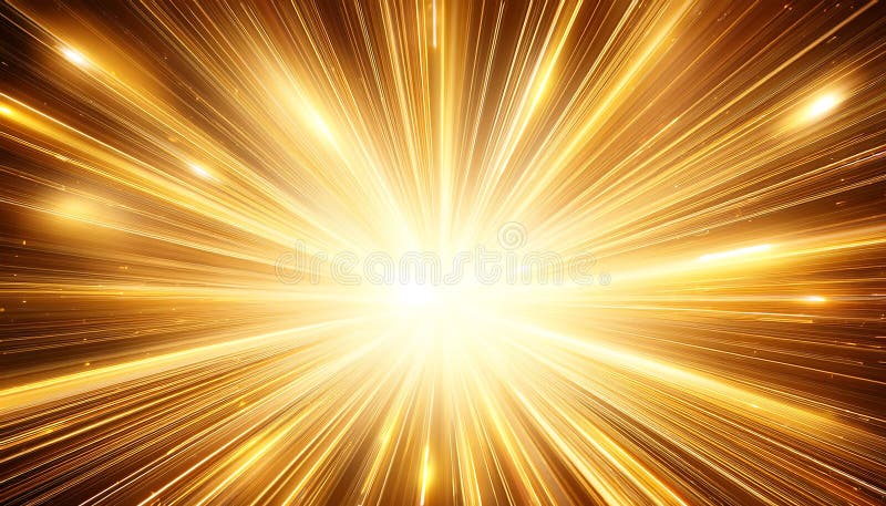 Golden Radial Light Burst with Lines from a Bright Center Point Stock ...