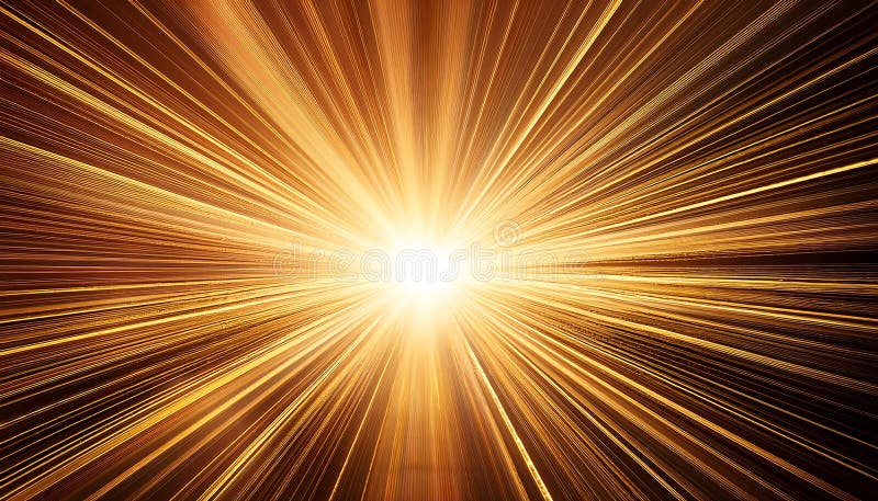 Golden Radial Light Burst with Lines from a Bright Center Point Stock ...