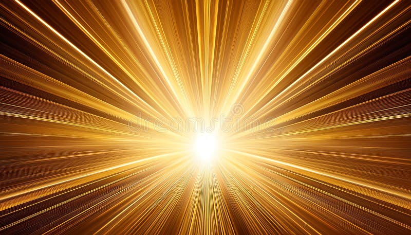 Golden Radial Light Burst with Lines from a Bright Center Point Stock ...