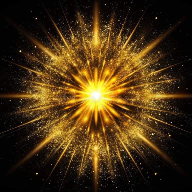 Golden Radiance Exploding Star Composition Stock Illustration ...