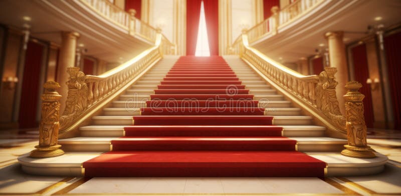Golden Railing and Red Carpet Stock Photo - Image of glamorous ...