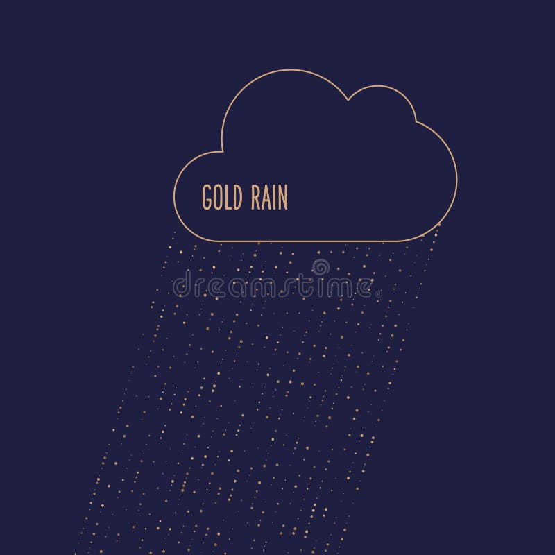 Golden Rain is Coming from the Clouds. Stock Vector - Illustration of ...