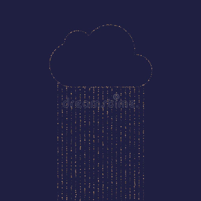 Golden Rain is Coming from the Clouds. Stock Vector - Illustration of ...