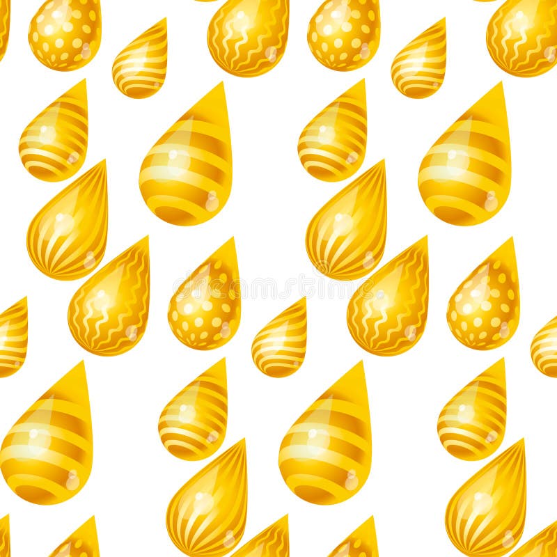Golden Rain Concept Drops Seamless Pattern. Stock Vector - Illustration ...