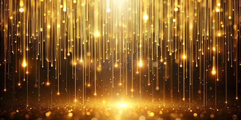 Golden Rain Effect with Light Trails Shimmering Down Stock Illustration ...