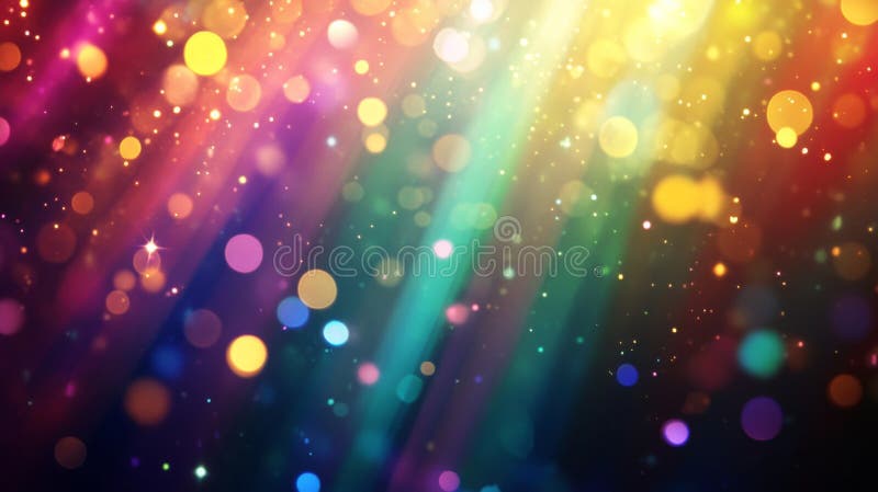 A Golden Rainbow Light Background with Sparkling Bokeh Stock ...