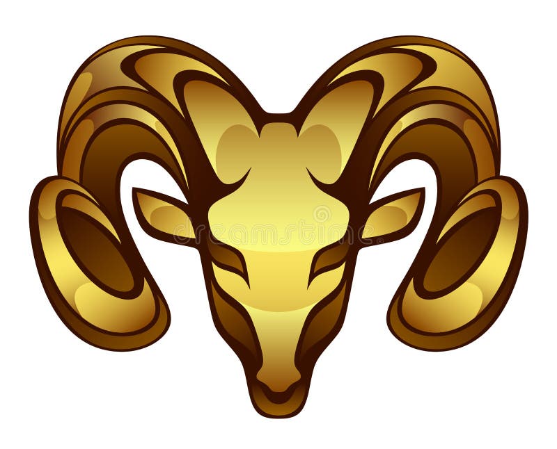 Golden ram head stock vector. Illustration of goat, cattle - 187094435