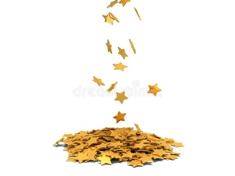 Golden rating stars rain. stock illustration. Illustration of falling ...