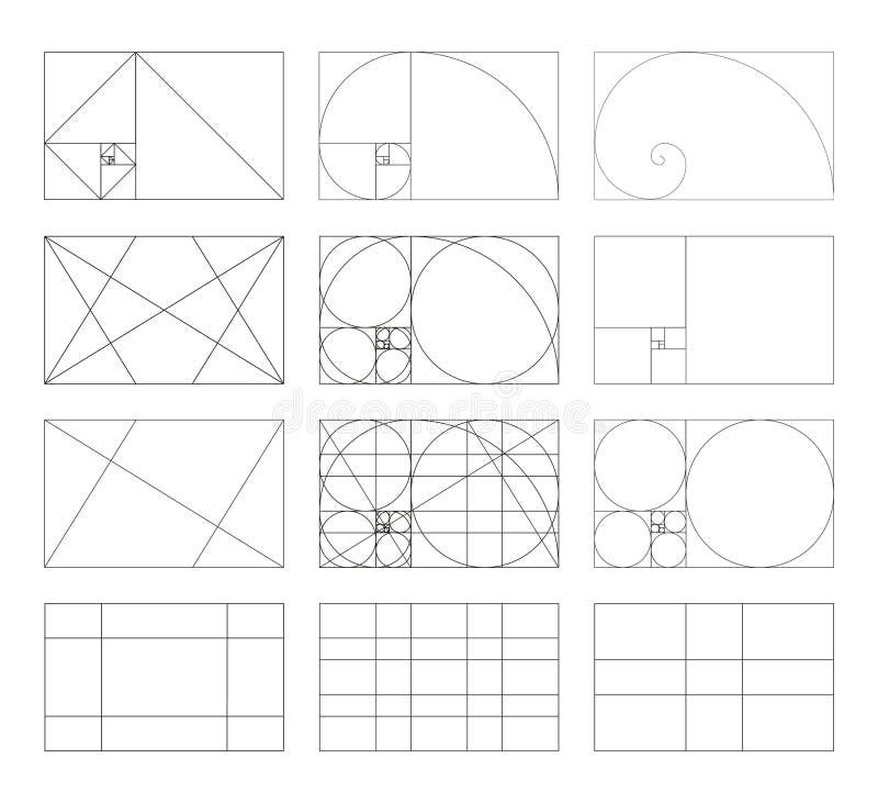 Golden Ratio Frames, Rectangles. Method Golden Section Templates ...