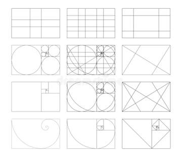 Golden Ratio Frames Set. Method Golden Section Template. Fibonacci ...