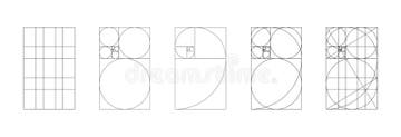 Golden Ratio Minimalist Set. Method Golden Section Mockups. Fibonacci Array, Numbers Shapes ...