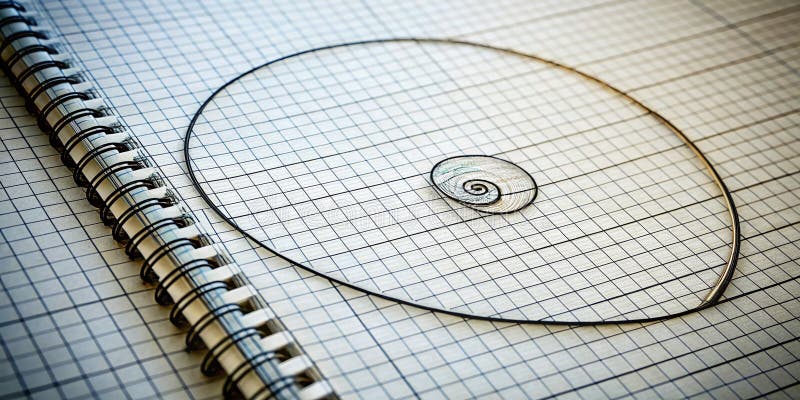 Golden Ratio Spiral Illustrated on Checkered Notebook Paper a Visual ...