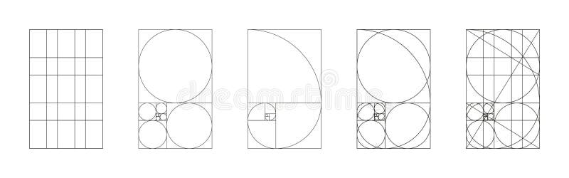 Golden Ratio Template. Method Golden Section Mockup. Fibonacci Array ...