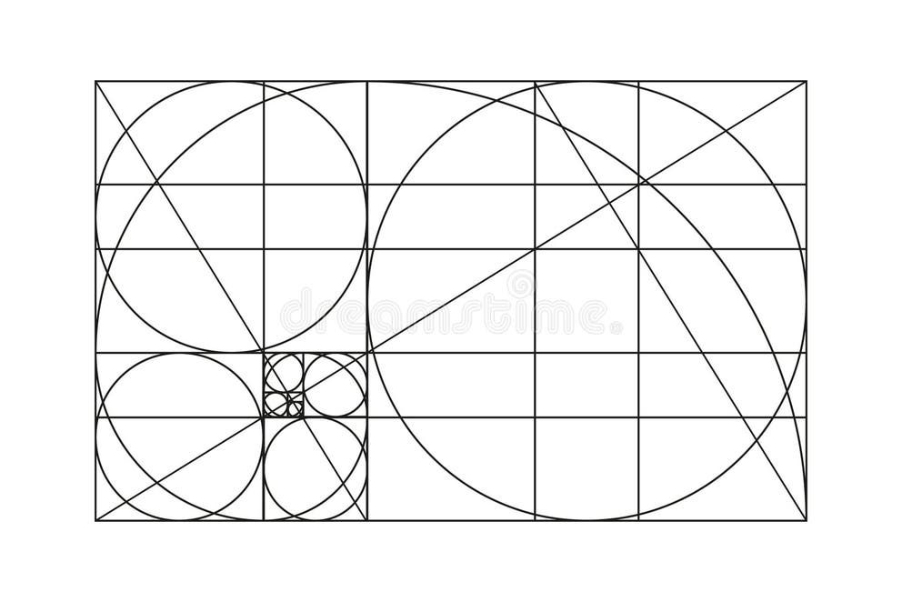 Golden Ratio Template Method Golden Section Pattern Fibonacci Array Numbers Shapes Mockup