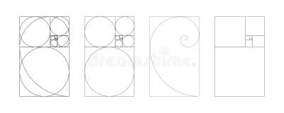 Golden Ratio Template. Method Golden Section Set. Fibonacci Array, Numbers. Harmony Proportions ...